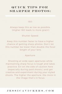 5 Tips For Sharper Photos | jessicavickers.com